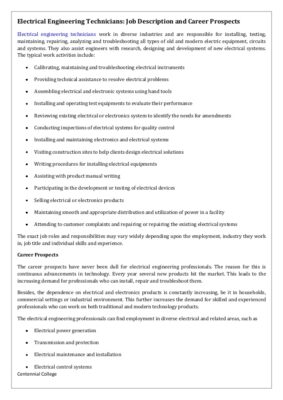 Electrical Engineer Job Responsibilities – Job Responsibilities