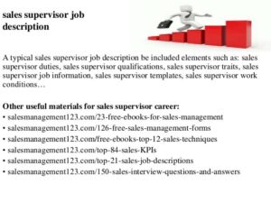 Sales Supervisor Job Responsibilities – Job Responsibilities