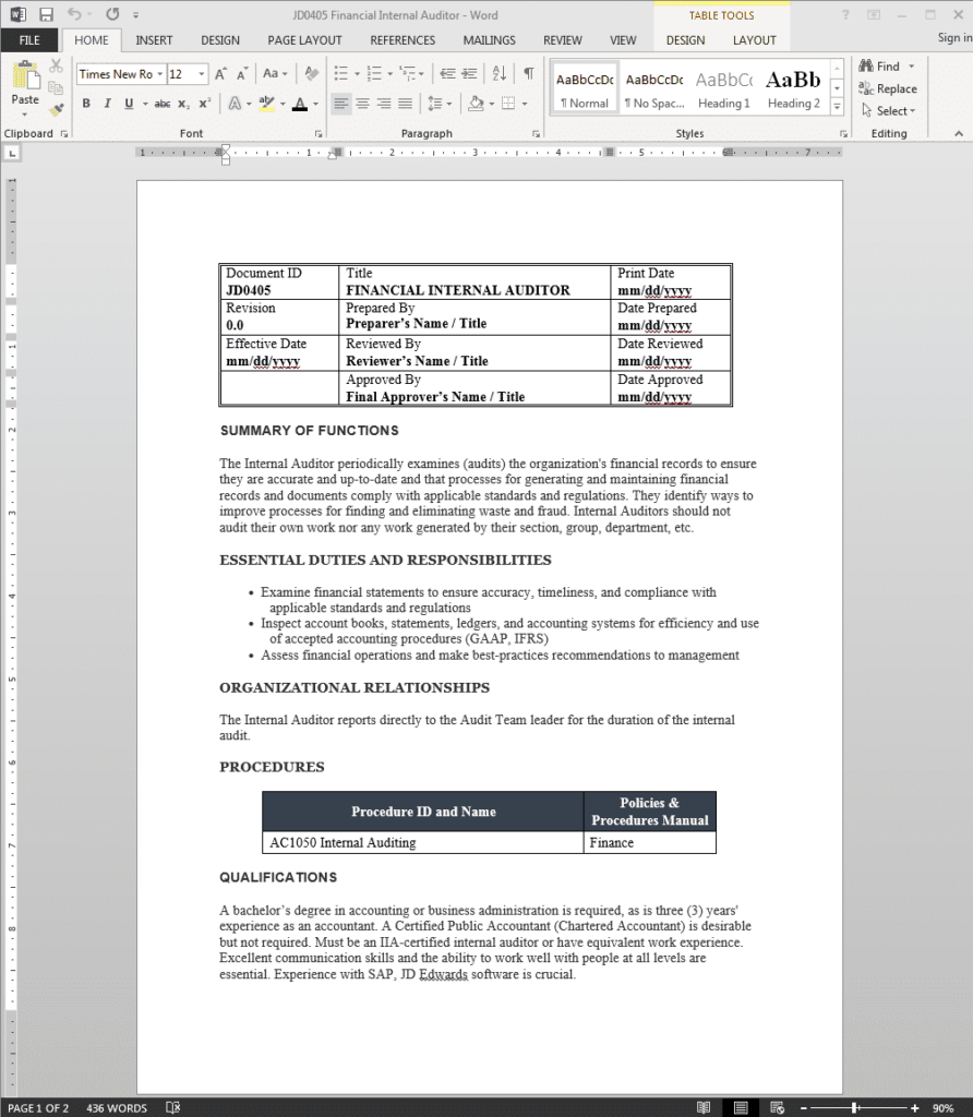 Internal Auditor Job Responsibilities – Job Responsibilities