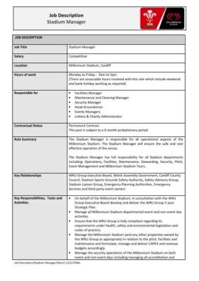 Stadium Manager Job Responsibilities – Job Responsibilities