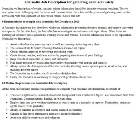 Journalist Job Responsibilities – Job Responsibilities