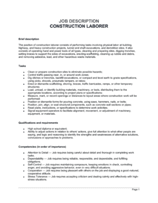 Construction Laborer Job Responsibilities – Job Responsibilities