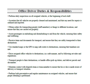 Hotel Driver Job Responsibilities – Job Responsibilities