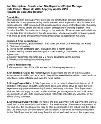 Construction Site Manager Job Responsibilities – Job Responsibilities