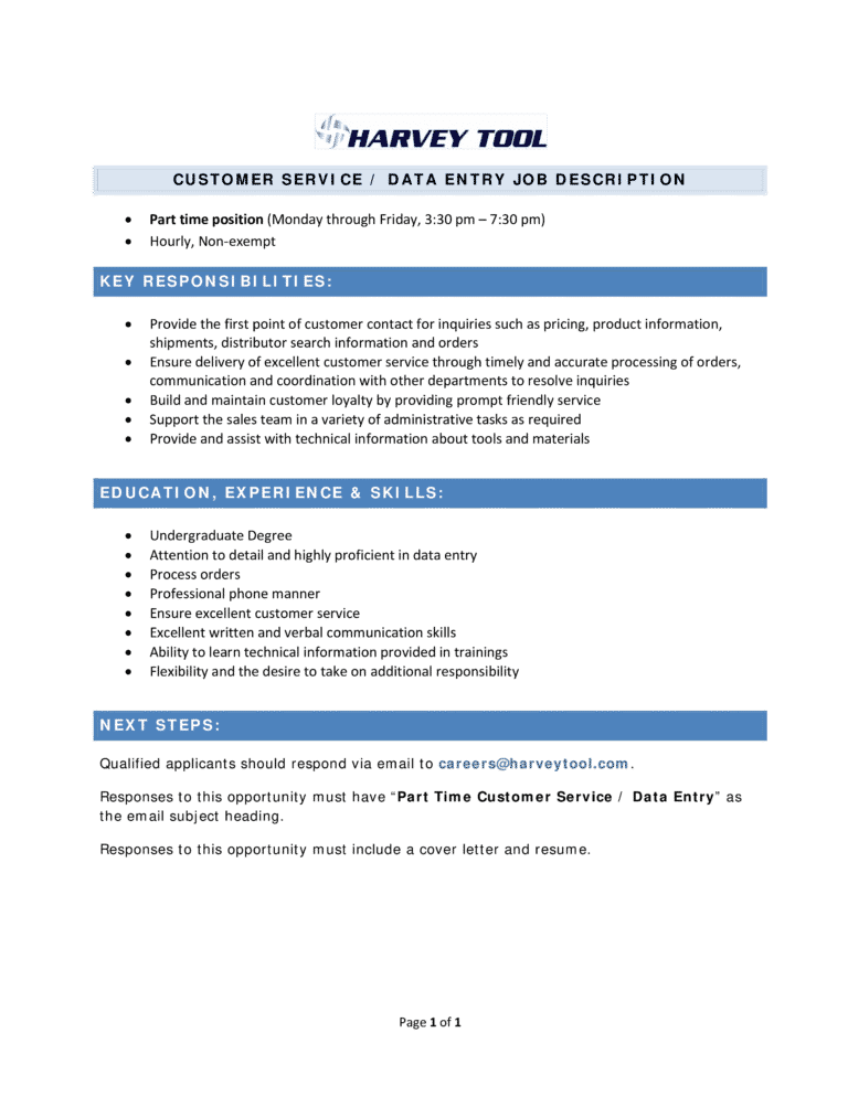 Data Entry Job Responsibilities – Job Responsibilities
